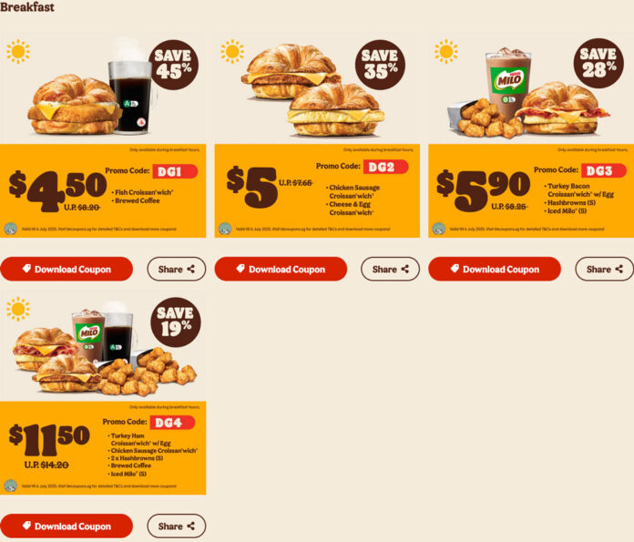 Burger King Singapore Deals: Breakfast & Meal Promos 2025