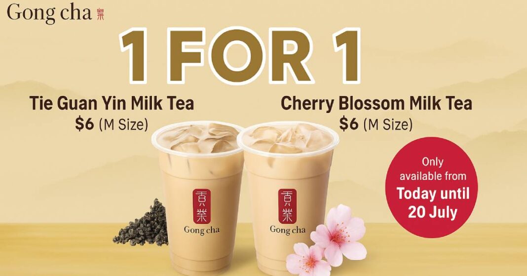 Gong Cha 1-for-1 Milk Tea Promo: 2 Cups for S$6 (Until 20 Jul)