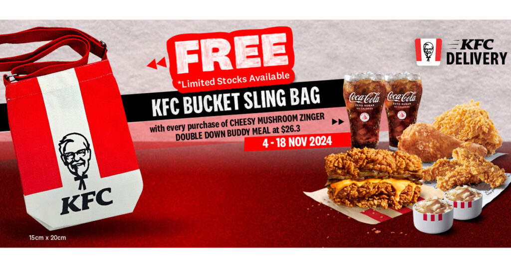 Free KFC Bucket Sling Bag with Cheesy Zinger Meal Until 18/11!